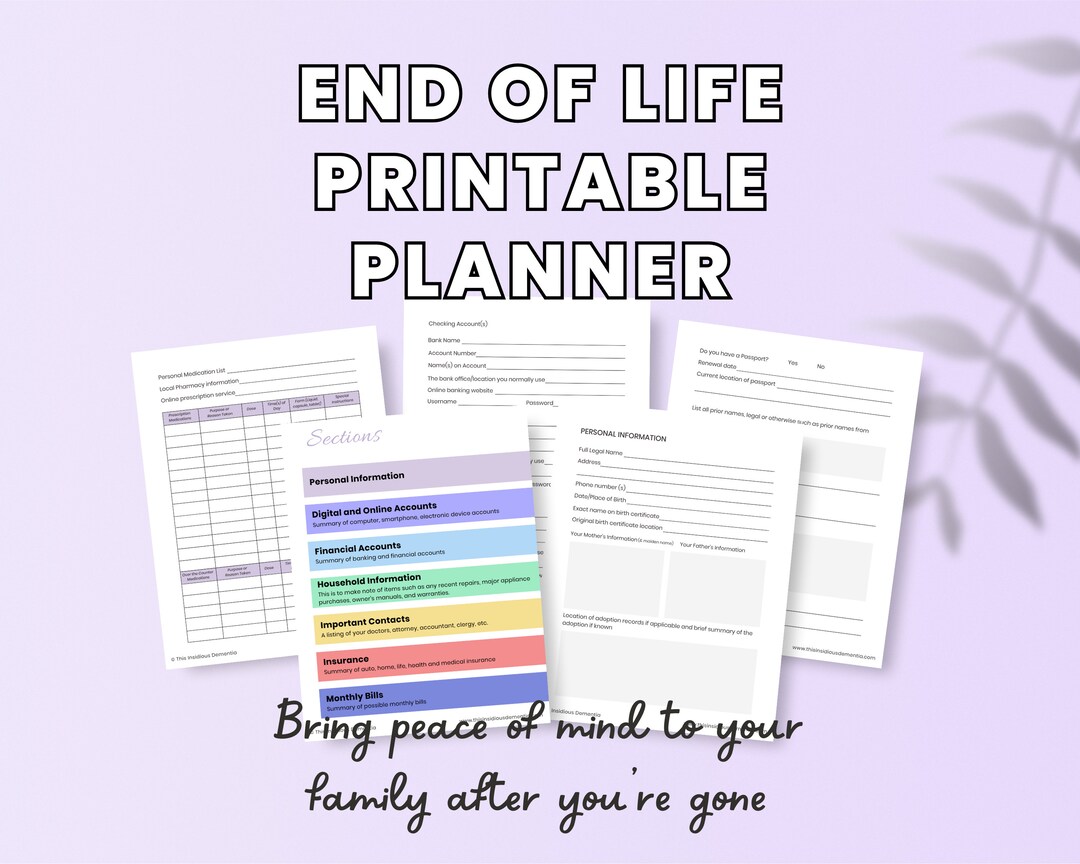 End of Life Binder, in Case I Die Planner, What If Binder, What to Do ...