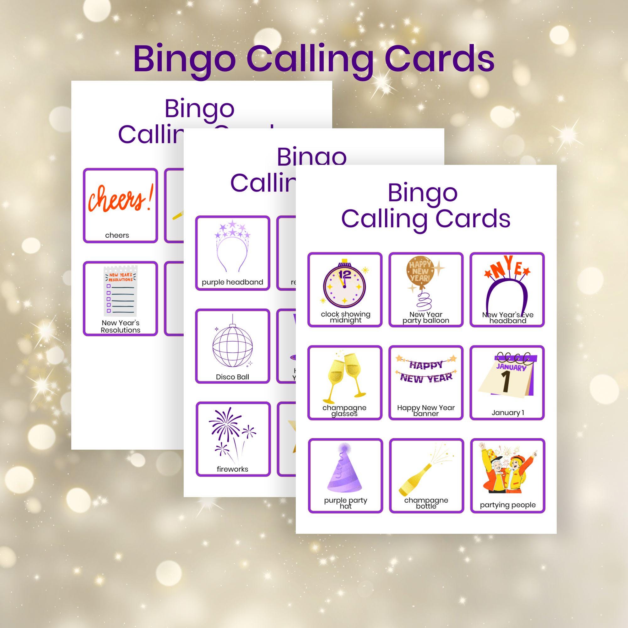 New Years Eve 30 Printable Bingo Cards, Dementia Activity, Holiday ...