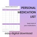 Medication List, Medication Tracker, Medicine Tracker, Pill List ...