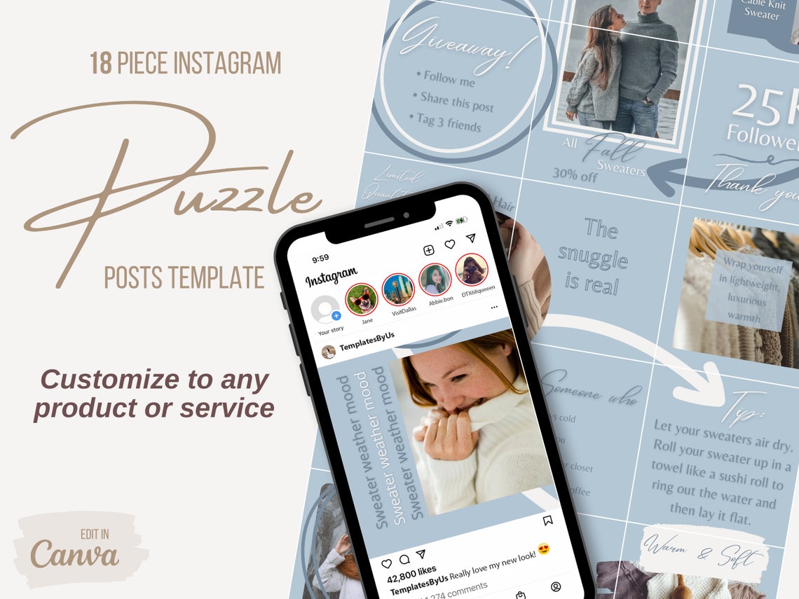 Instagram Puzzle Instagram Grid Instagram Layout - Etsy