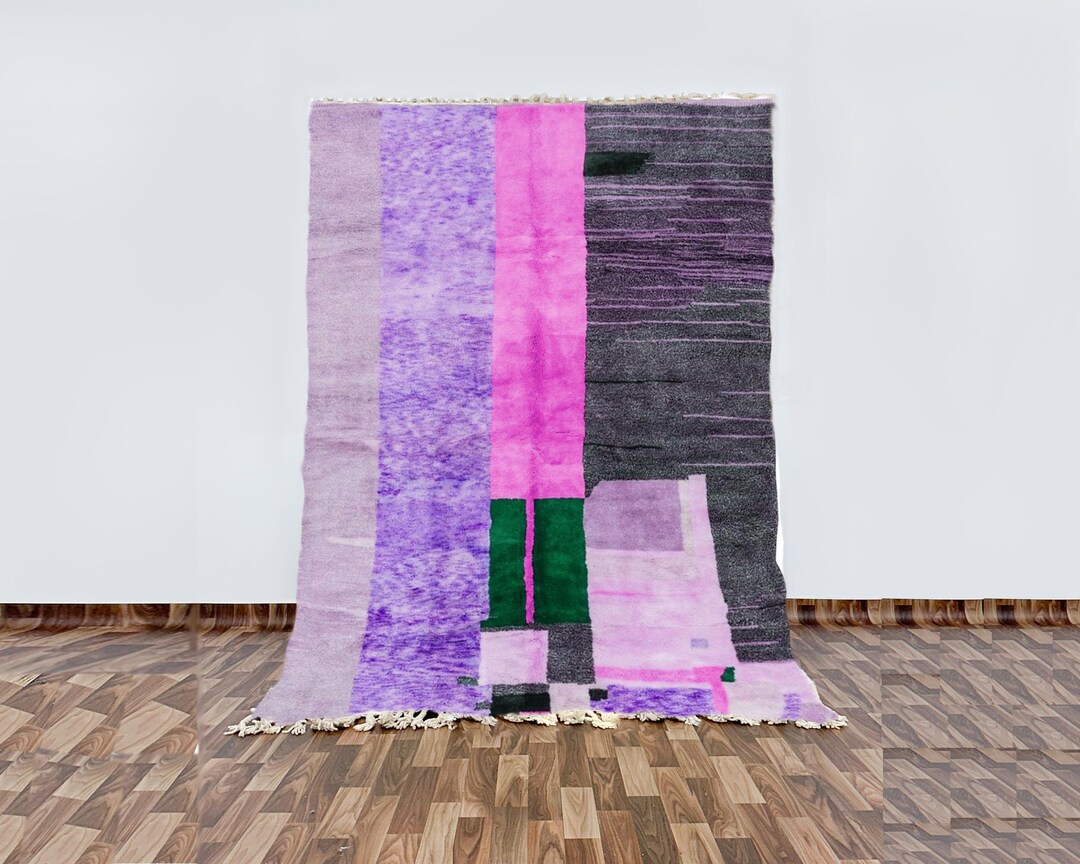 Beni Mrirt Rug With Vibrant Horizontal Stripes, Moroccan Wool Area Rug ...