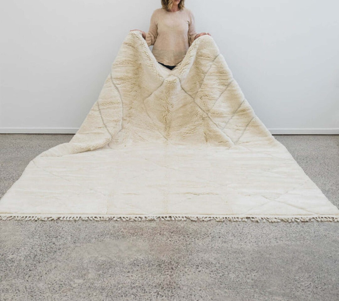 Authentic Custom Moroccan Beni Mrirt Rug Creamy White Modern Scandi ...