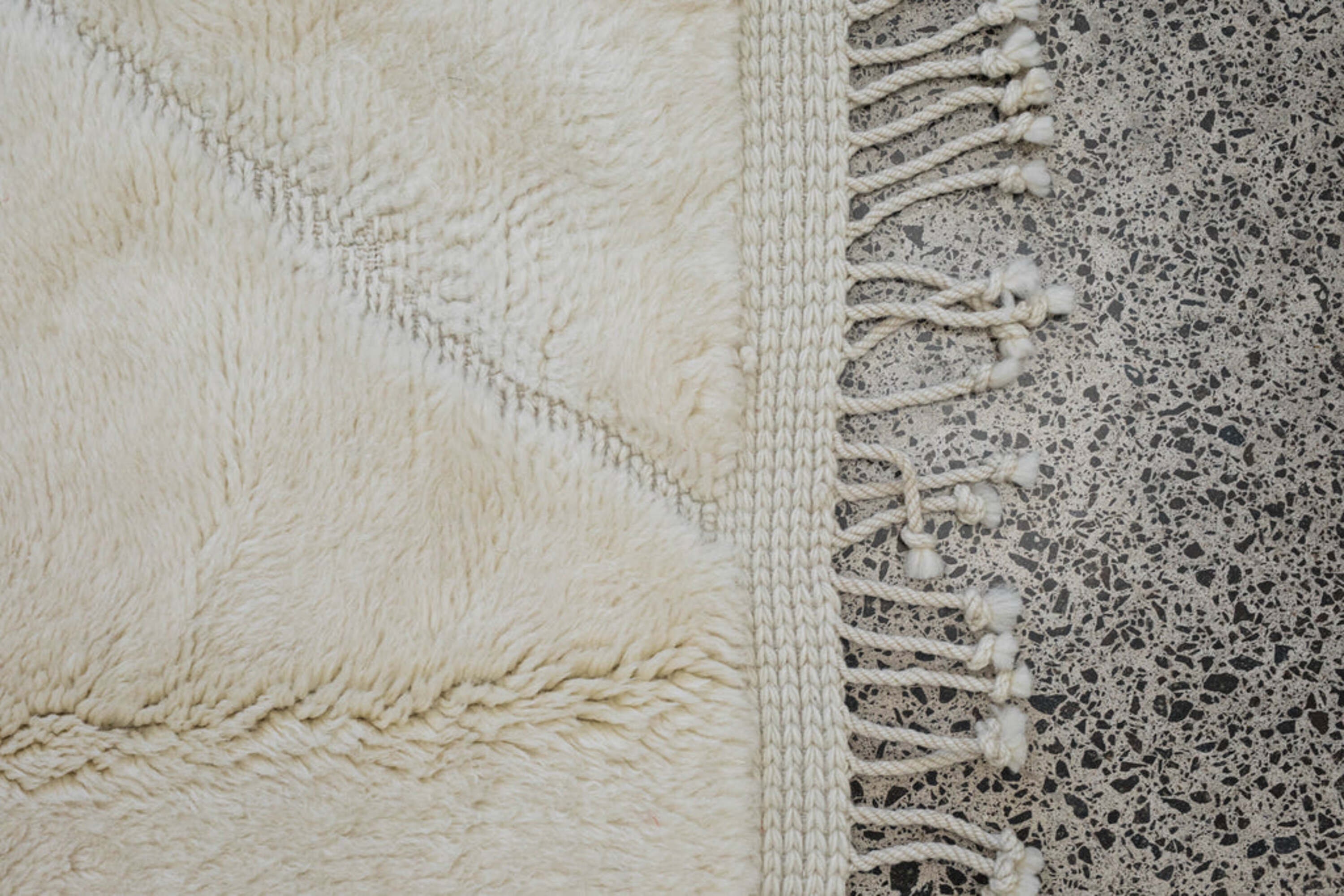 Authentic Custom Moroccan Beni Mrirt Rug Creamy White Modern Scandi ...