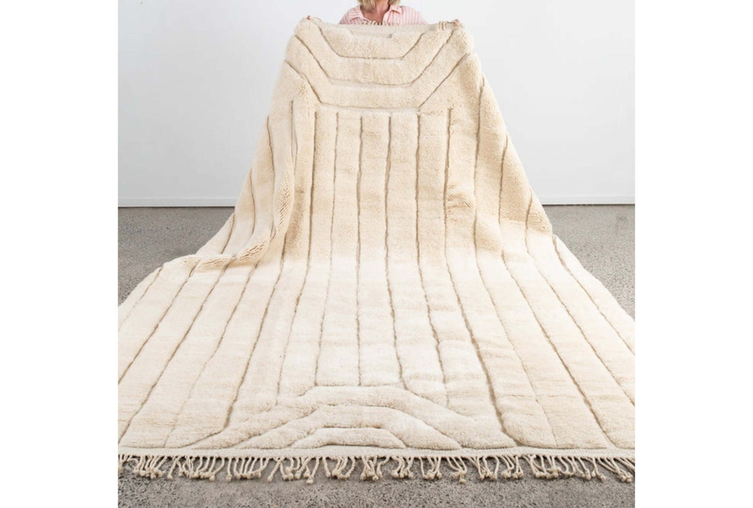 Unique Beni Ourain Rug New Berber Design Hand-knotted Moroccan Wool Rug ...