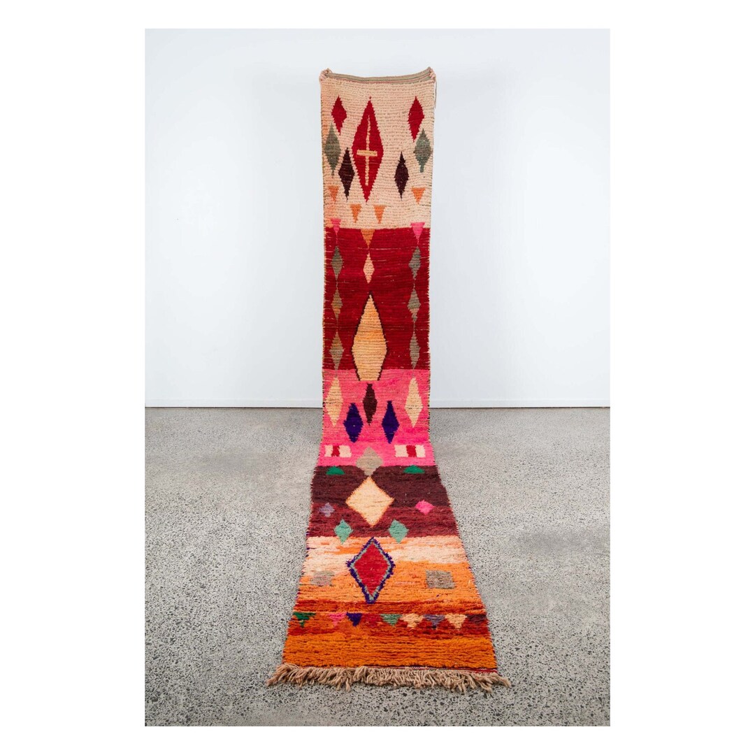 Custom Colorful Moroccan Berber Runner Rug Bohemian Wool Hallway Rug ...
