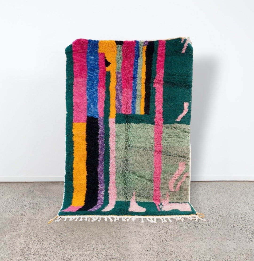 Custom Modern Bohemian Berber Colorful Boujaad Wool Rug - Etsy