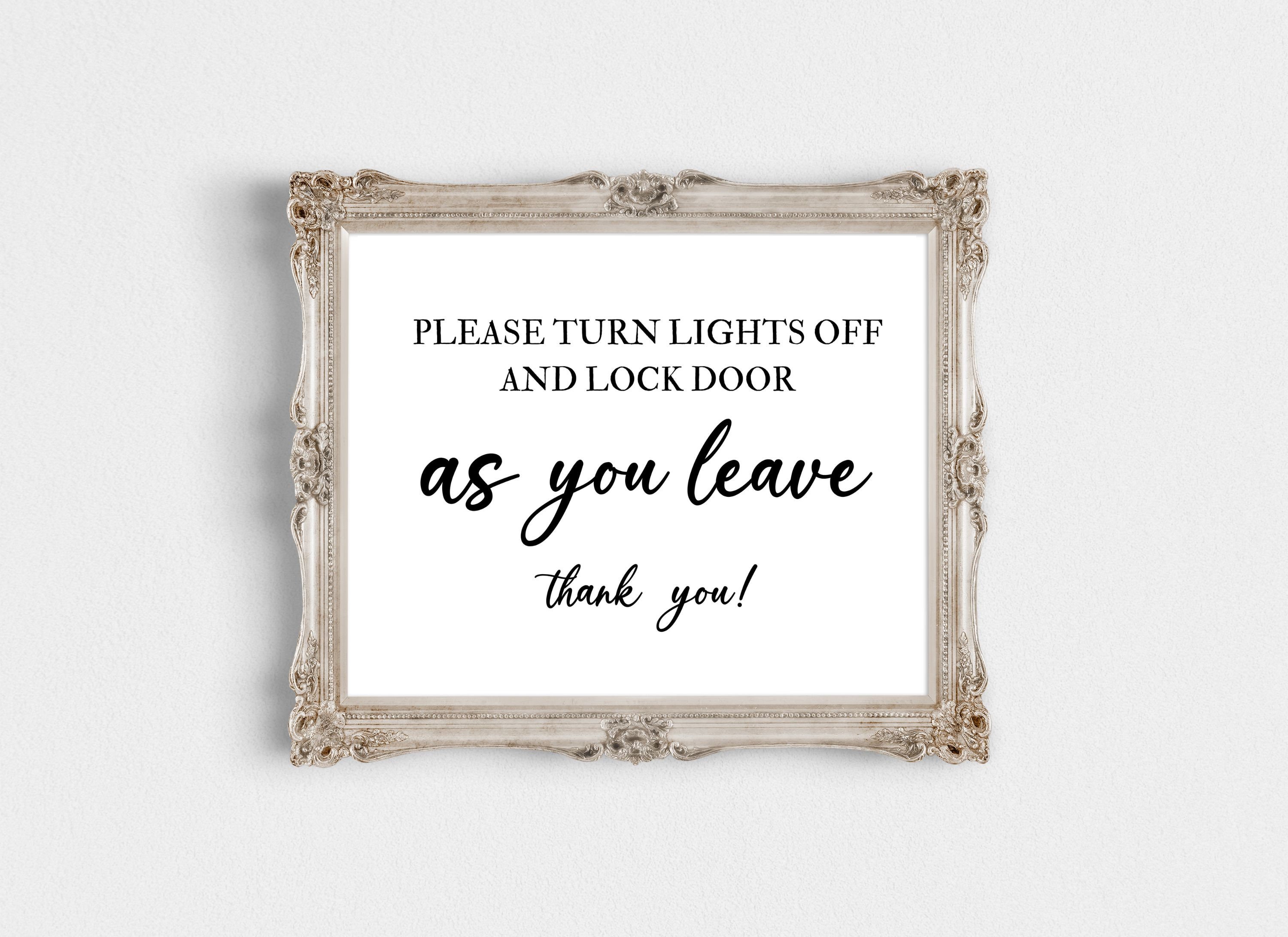 Please Turn off Light and Lock the Door as You Leave Printable-vacation ...