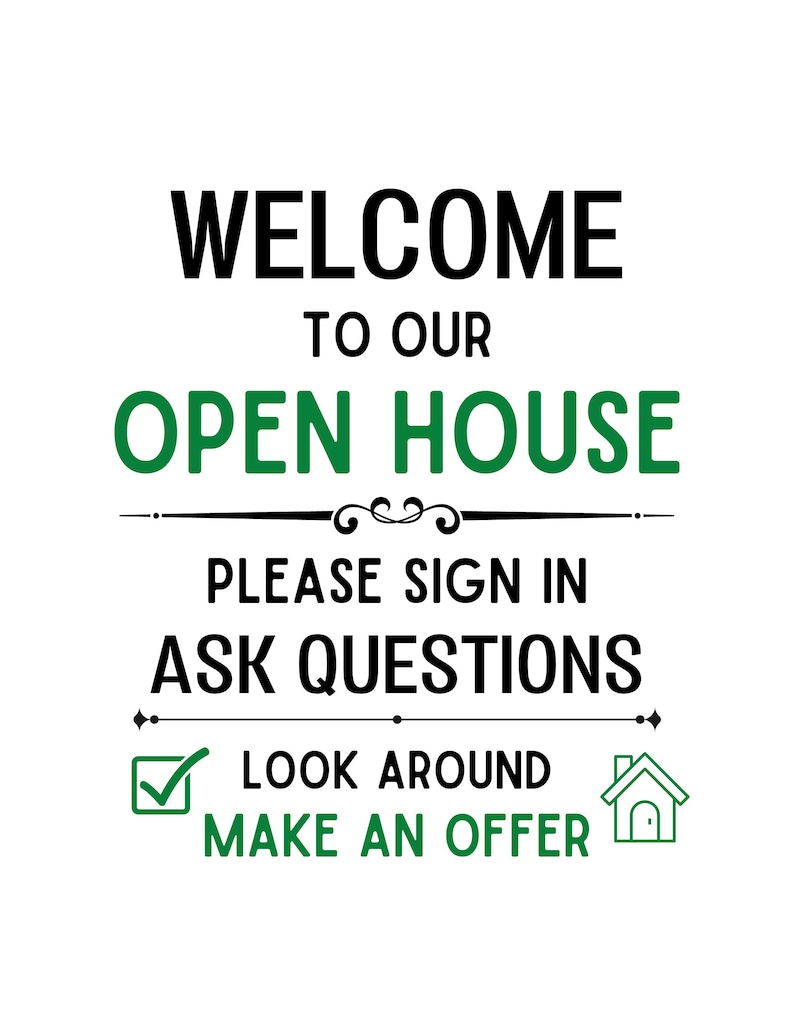 Welcome to Our Open House Printable-8.5"x 11" Downloadable-real Estate ...