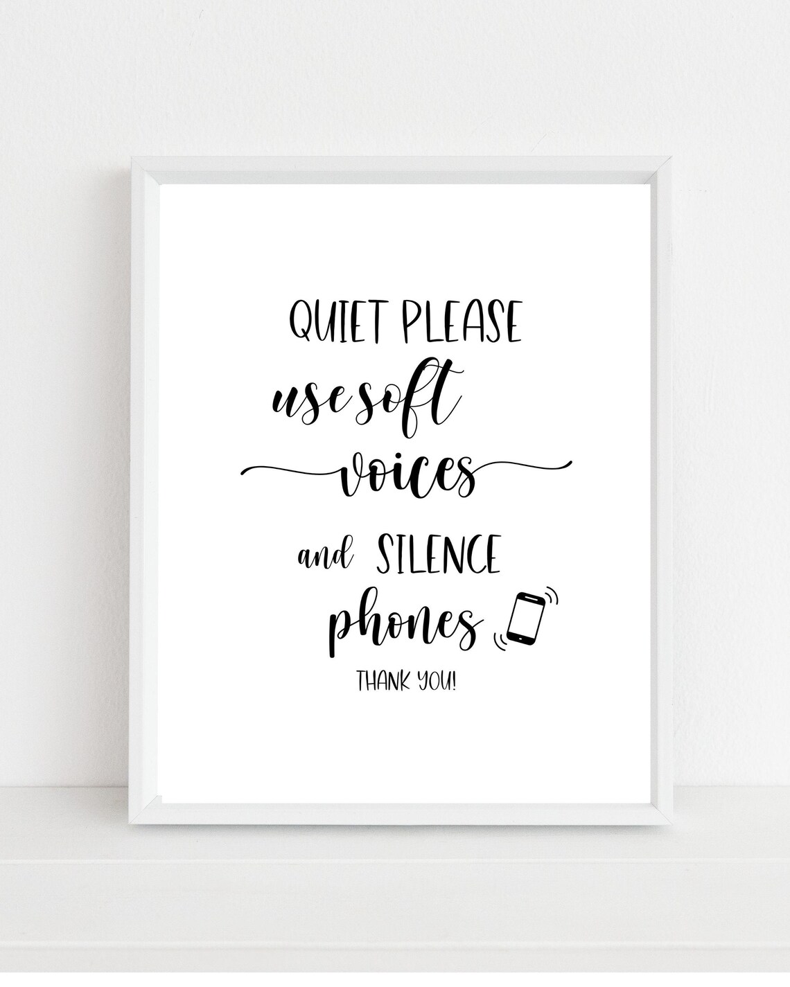Quiet Please Use Soft Voices and Silence Phones Printable-printable 8"x ...