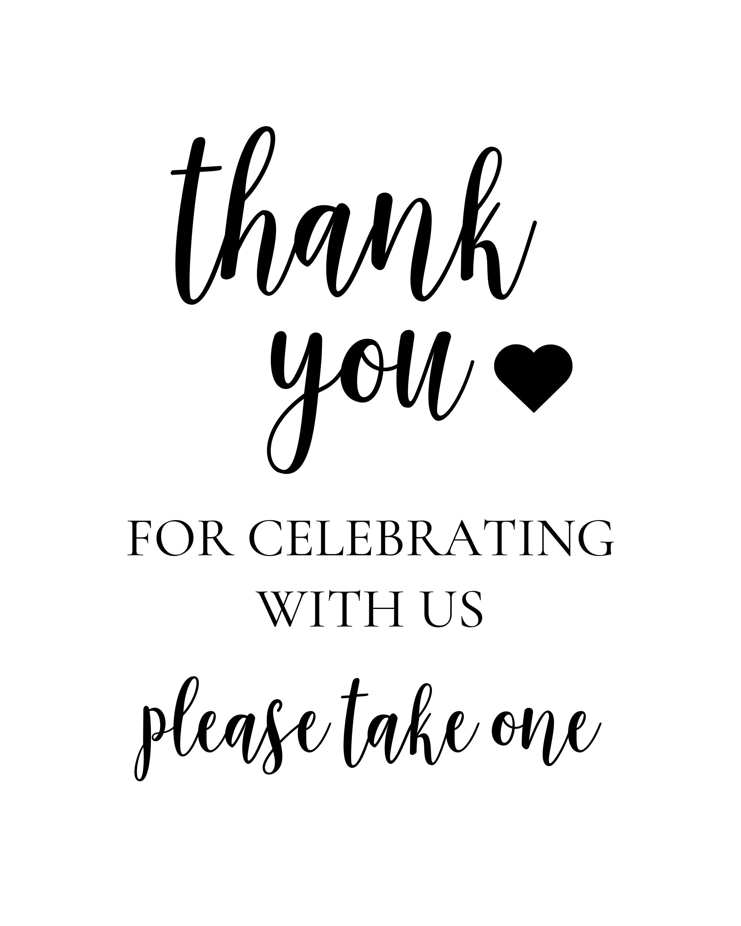 Thank You for Celebrating With Us Printable-8"x 10" Digital Download-5 ...