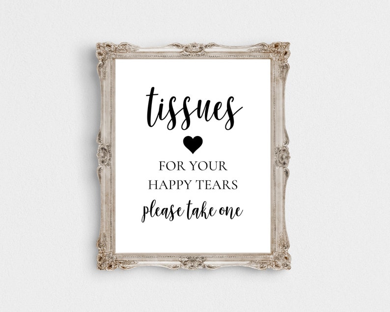 Tissues for Your Happy Tears Printable-5"x 7" Download-wedding ...
