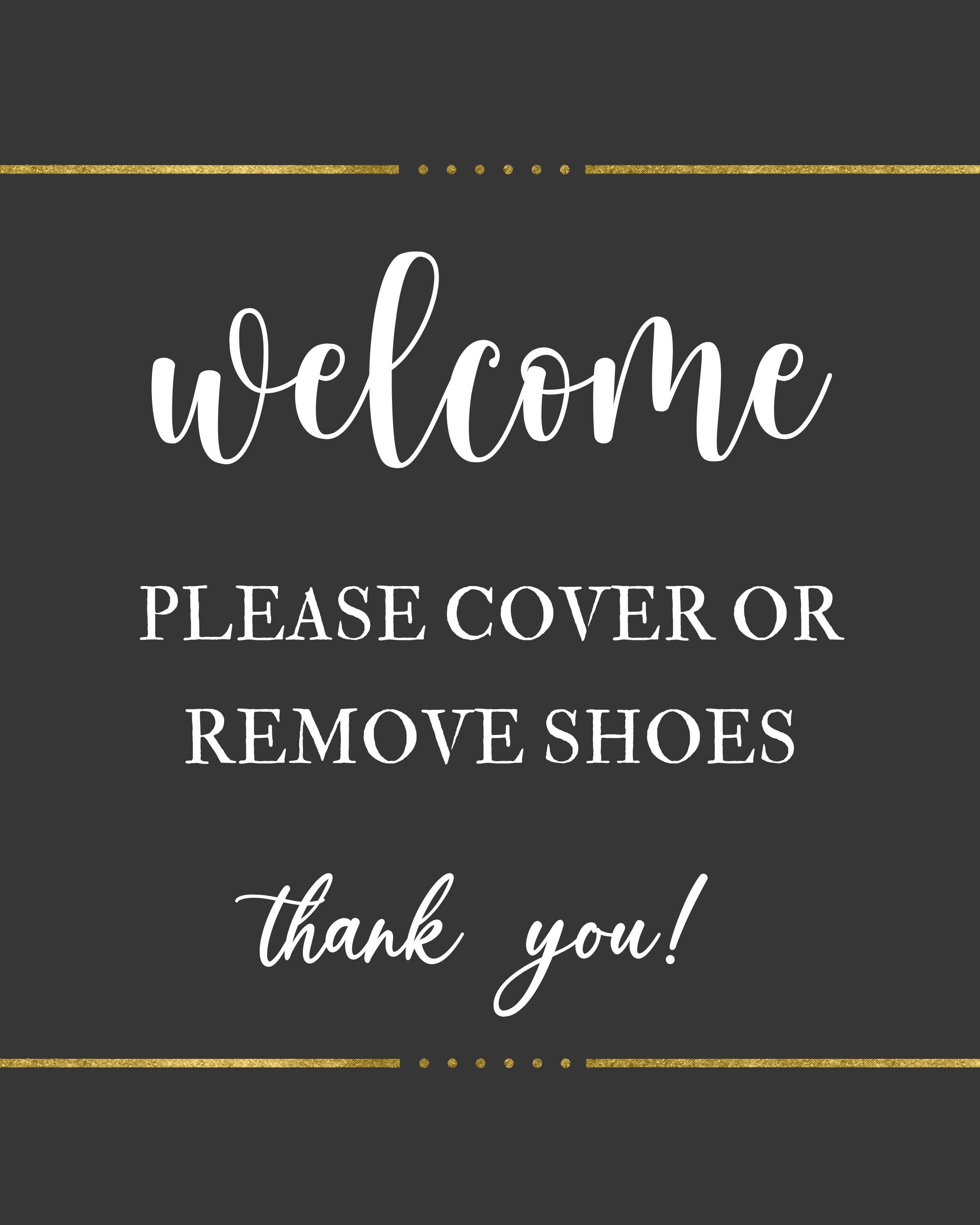 Welcome Please Cover or Remove Shoes Printable-8"x 10" Downloadable ...