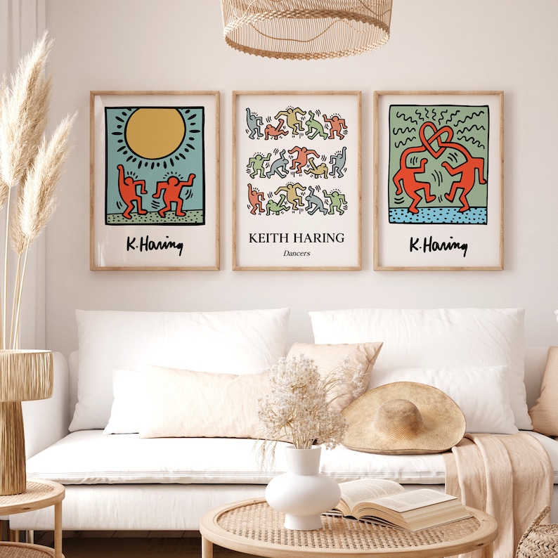 Keith Haring Print, 3 Piece Wall Art, Set of 3 Gallery Exhibition ...