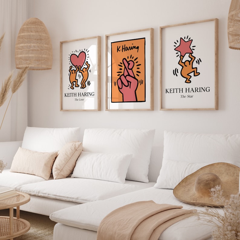 Keith Haring Print, 3 Piece Wall Art, Set of 3 Gallery Exhibition ...