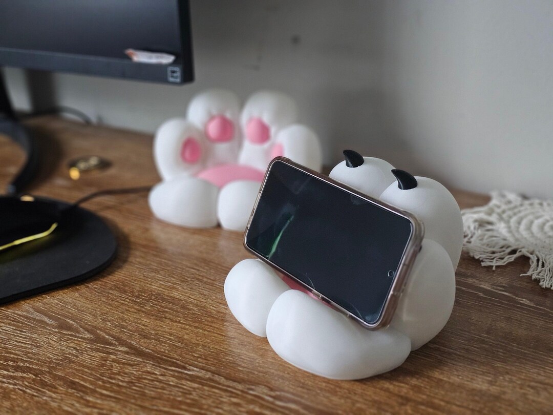 Kawaii Cat Paw Phone Stand – 3D Printed Desk Holder, Fun Cat Lover Gift ...