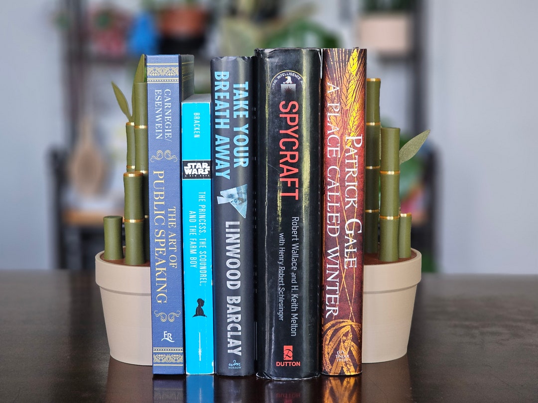 Bamboo Plant Bookends W/ Bookmarks Gift for Book Lover Librarian Gift ...