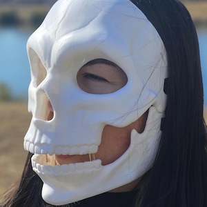 Human Skull Mask Moveable Jaw 3D Printed Cosplay Horror Mask Wearable ...