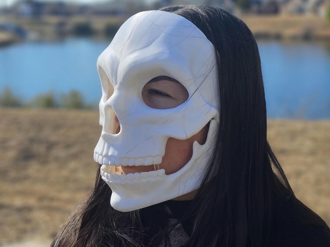 Human Skull Mask Moveable Jaw 3D Printed Cosplay Horror Mask Wearable ...
