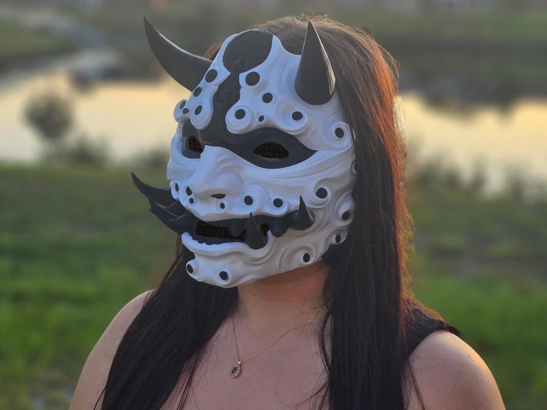Full Face Oni Mask – Wearable 3D Printed Japanese Demon Cosplay Mask ...