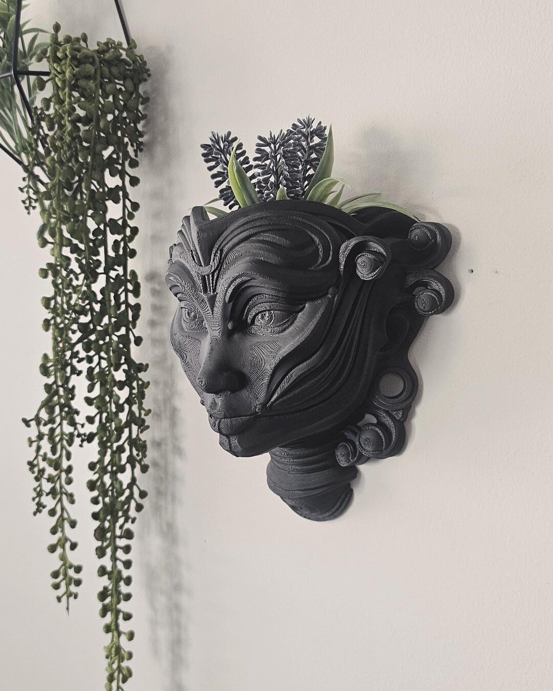 Luna Goddess Wall Planter – Moon Face 3D Printed Wall Planter ...