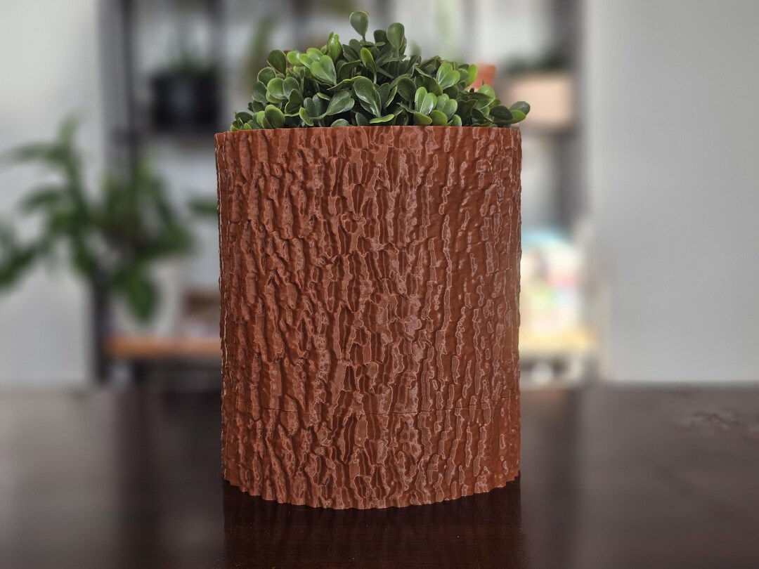 2 Sizes Large Tree Bark Indoor Planter W/ Drainage Boho Gift for ...