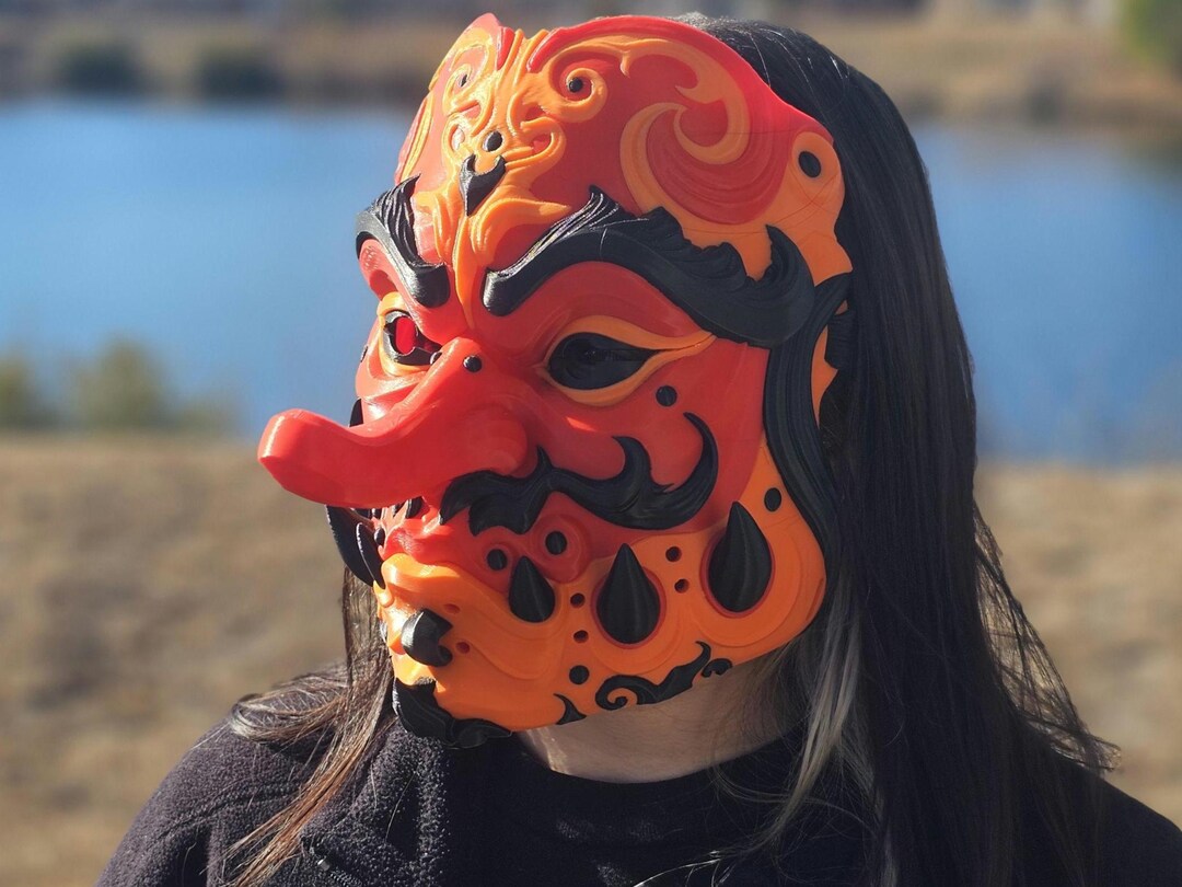 3 Options Tengu Mask 3D Printed Cosplay Horror Mask Wearable Face Mask ...