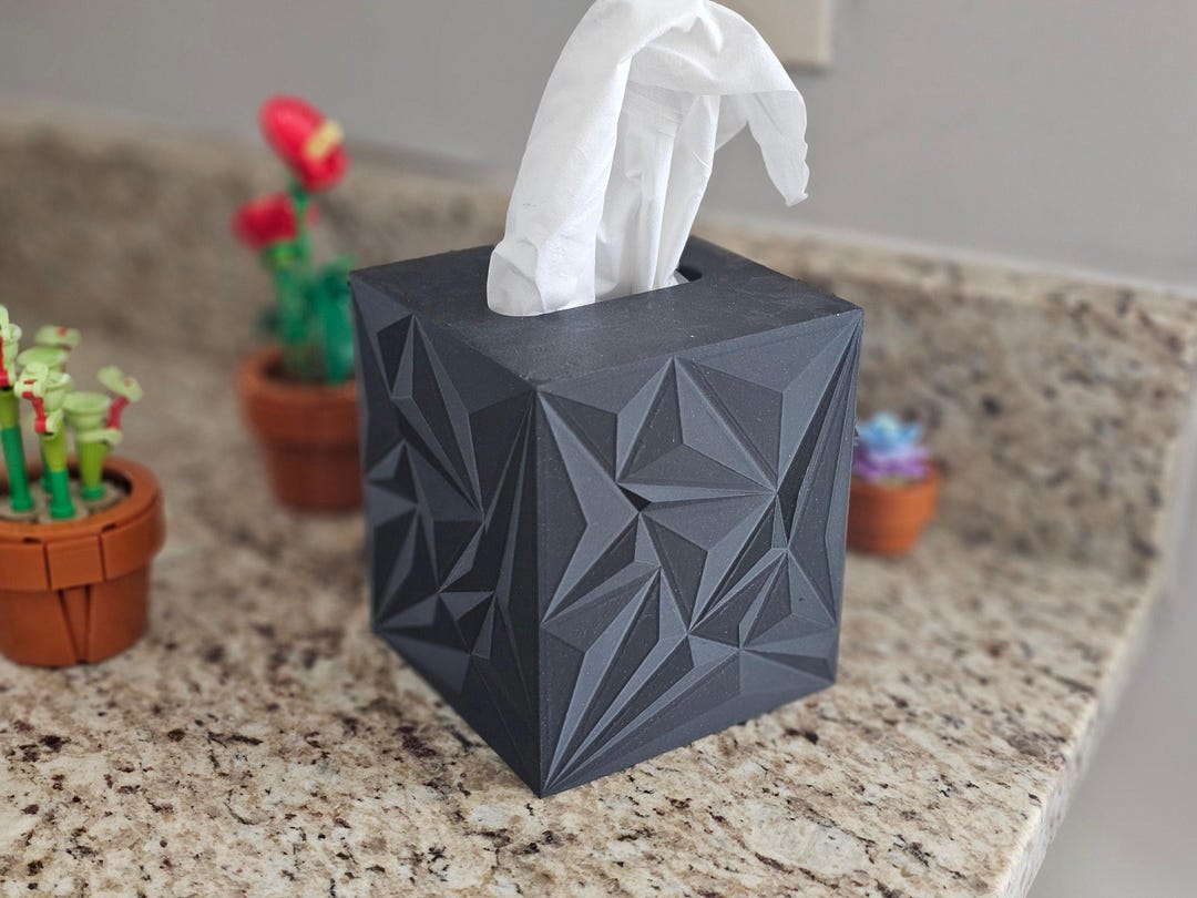Geometric Tissue Box Cover – Modern 3D Printed Tissue Box Holder ...