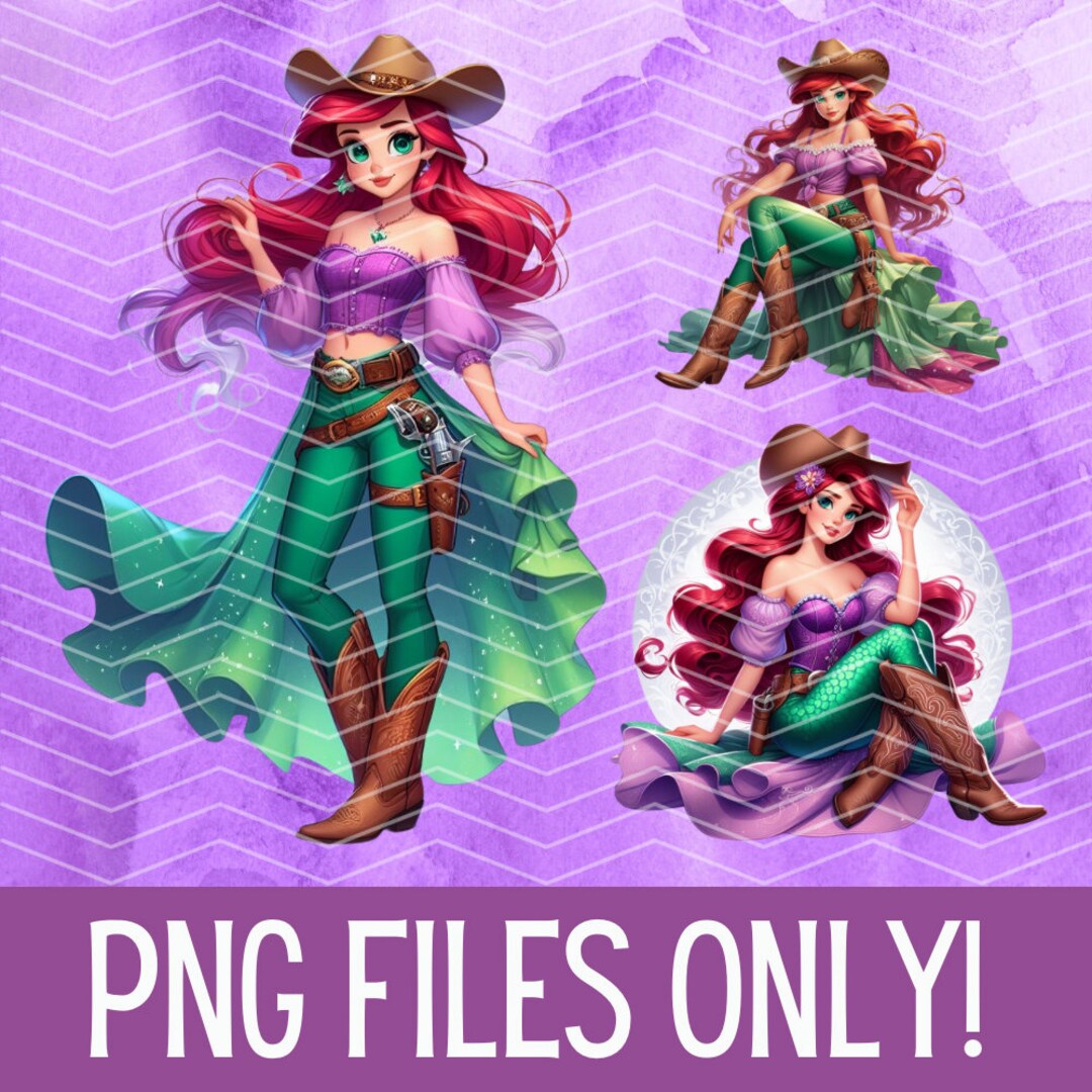 3 Cute Country Princesses PNG Designs Downloadable Digital File Bundle ...