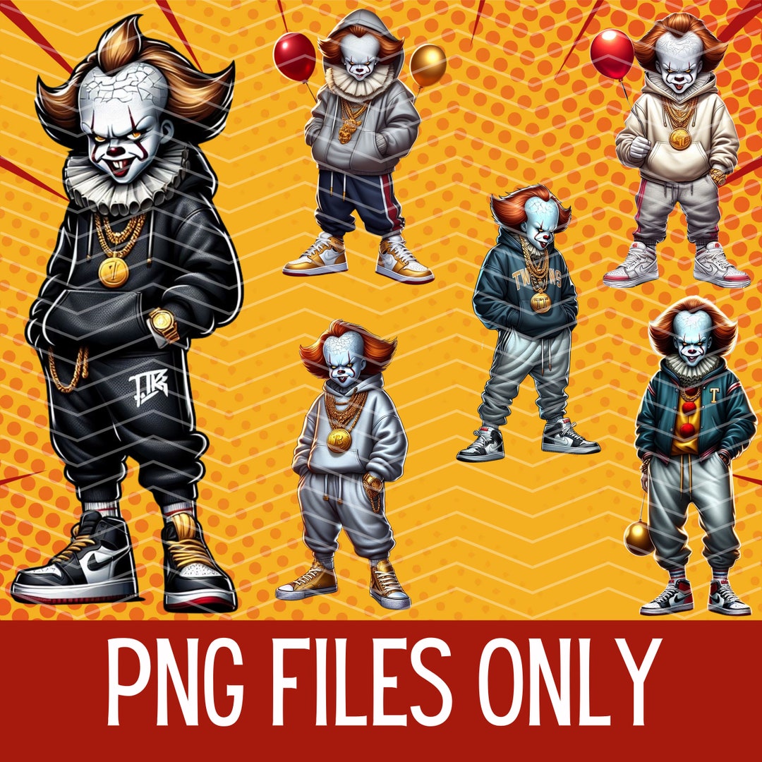 6 Scary Gangster Clowns PNG Designs Downloadable Digital File Bundle ...
