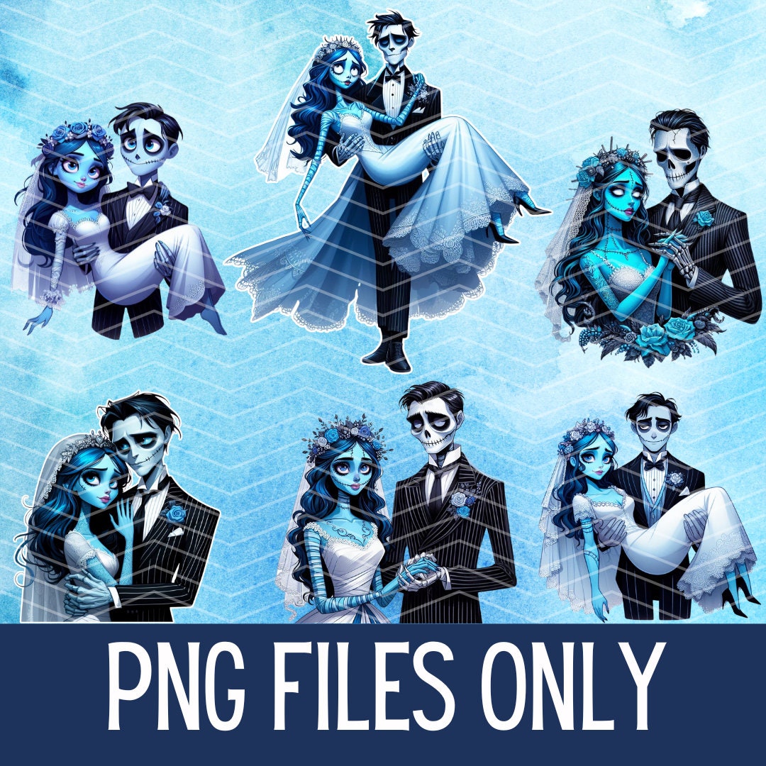 6 Deathly Bride and Groom Skeleton PNG Designs Downloadable Digital ...