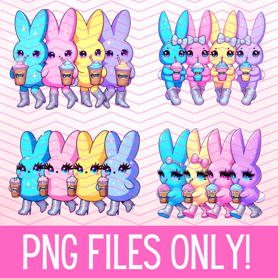 4 Peep Friends Bougie Peeps PNG Designs Downloadable Digital File ...