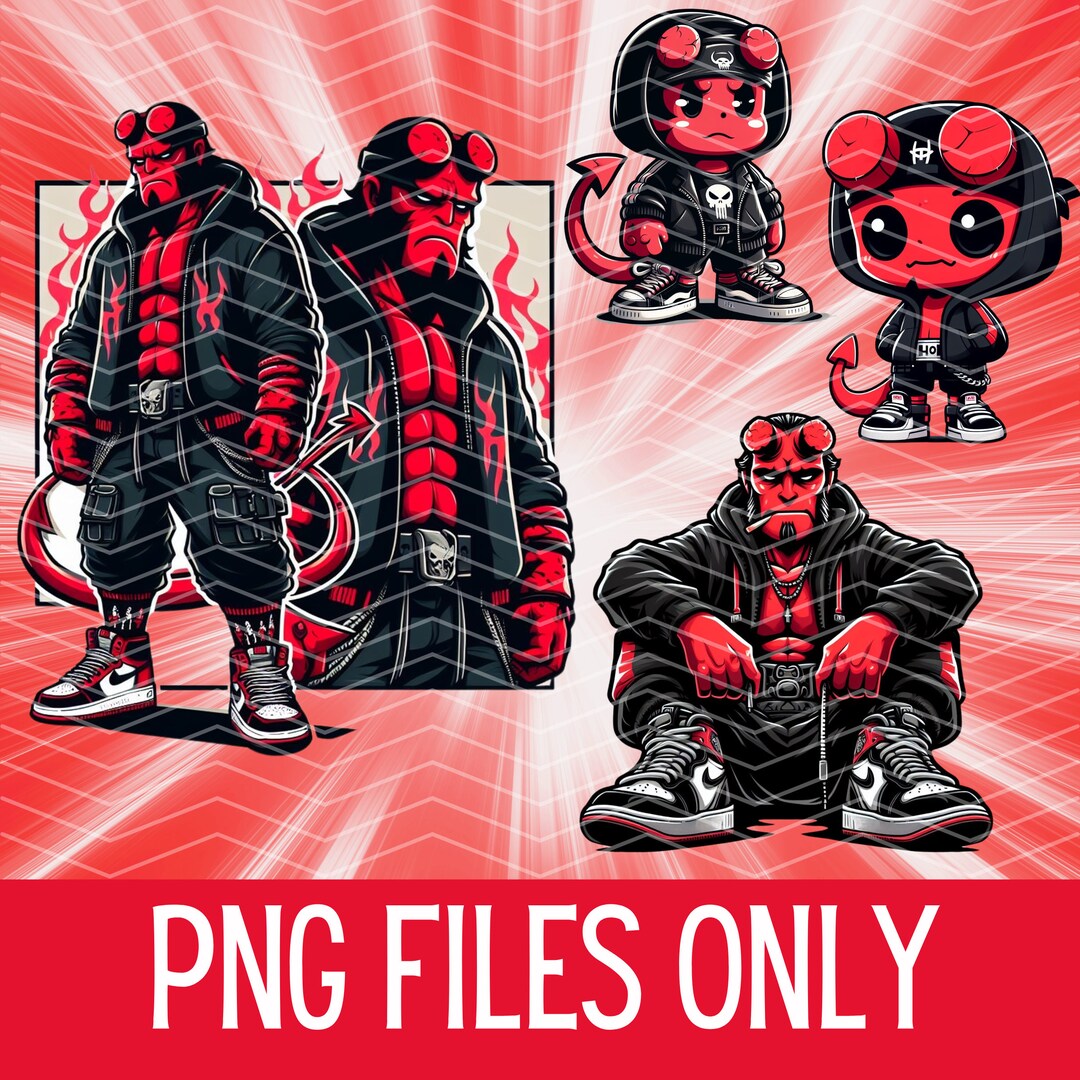 4 Cool Devil Guy Fire Dude PNG Designs Downloadable Digital File Bundle ...