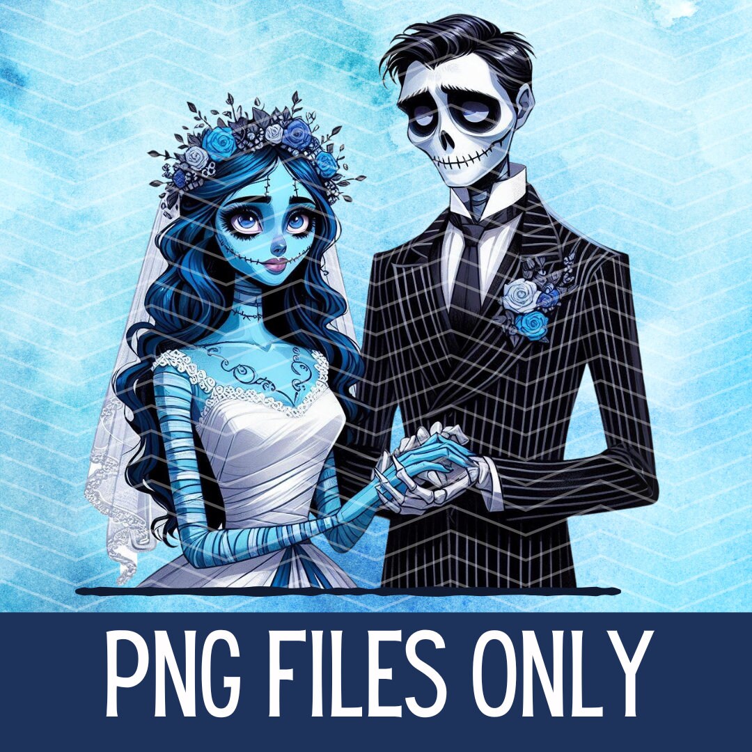 6 Deathly Bride and Groom Skeleton PNG Designs Downloadable Digital ...
