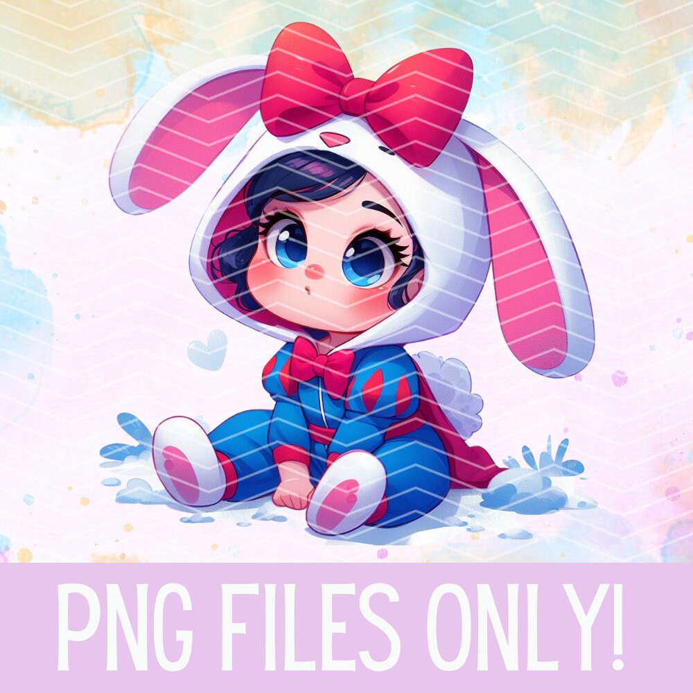 4 Cute Snow White Bunny PNG Designs Downloadable Digital File Bundle ...