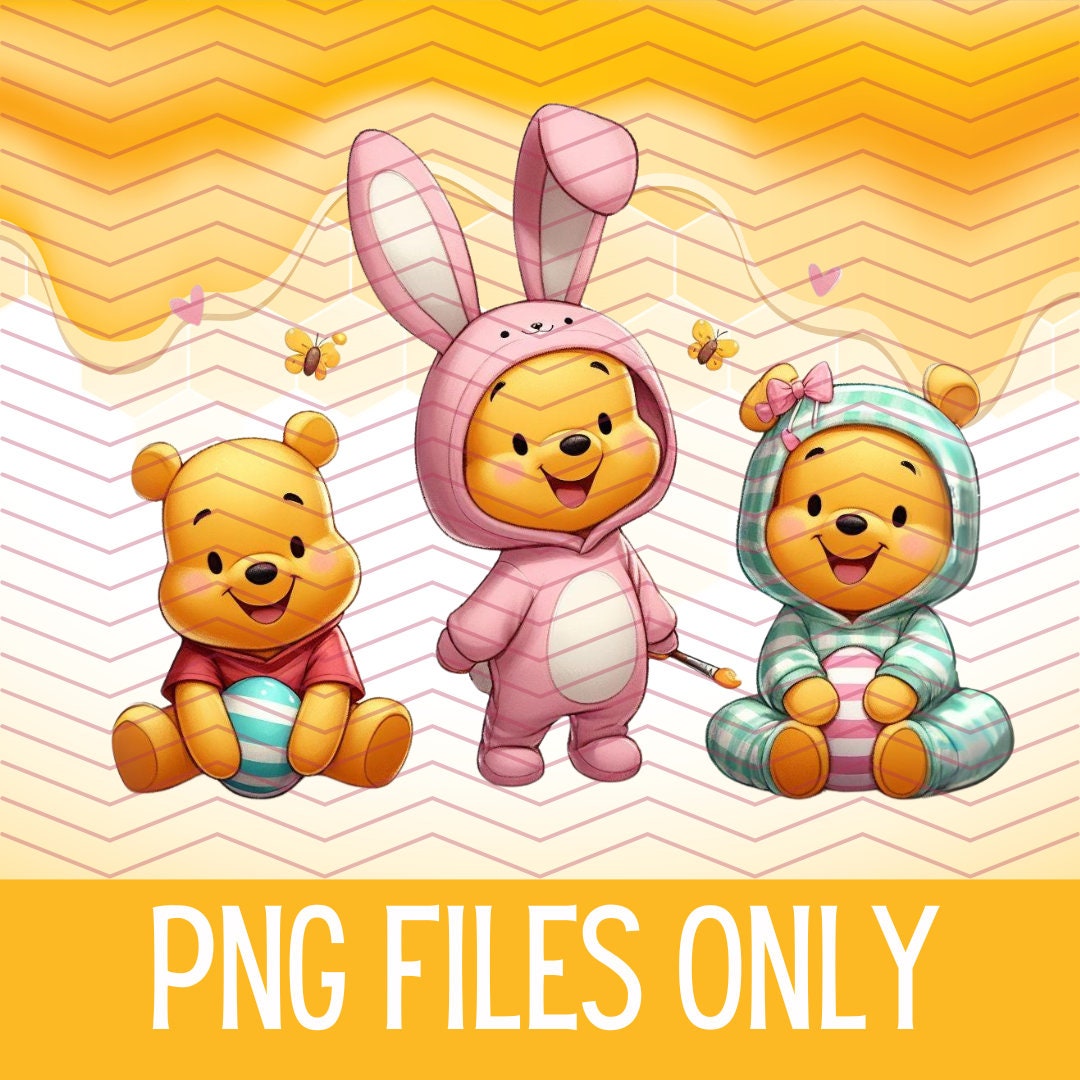 1 Easter Baby Pooh Bears PNG Designs Downloadable Digital File Bundle ...