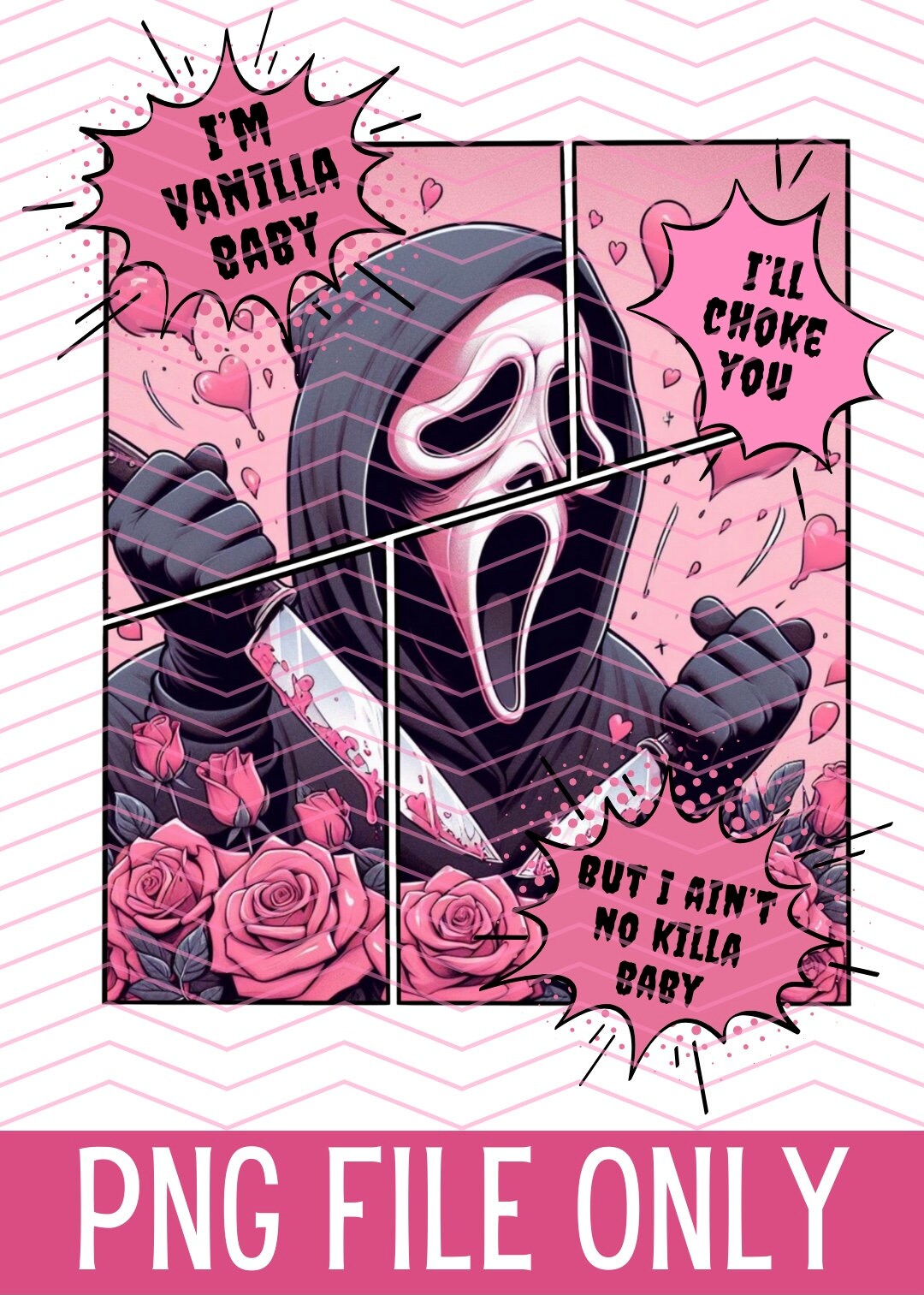 1 Cute Slasher Killer Valentine Comic PNG Designs Downloadable Digital ...