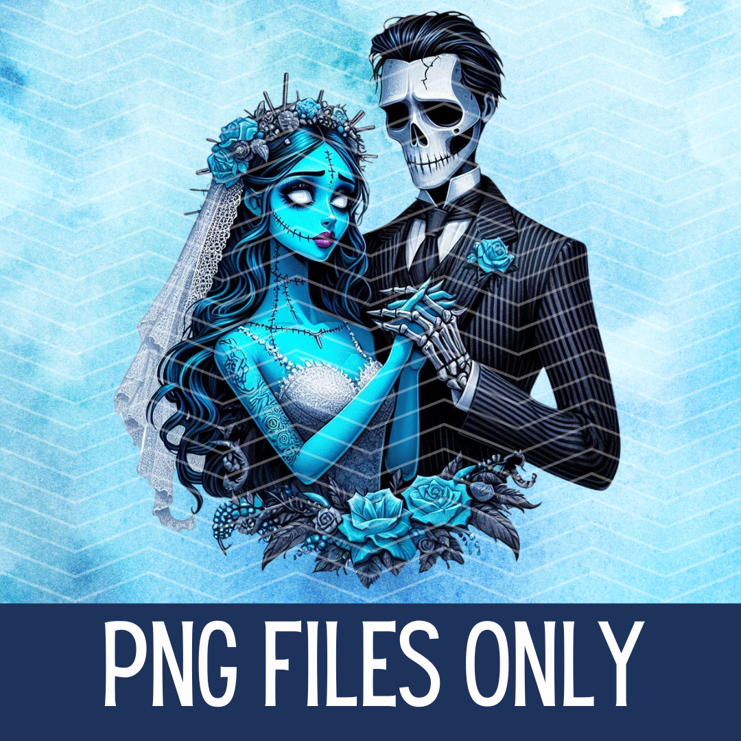 6 Deathly Bride and Groom Skeleton PNG Designs Downloadable Digital ...