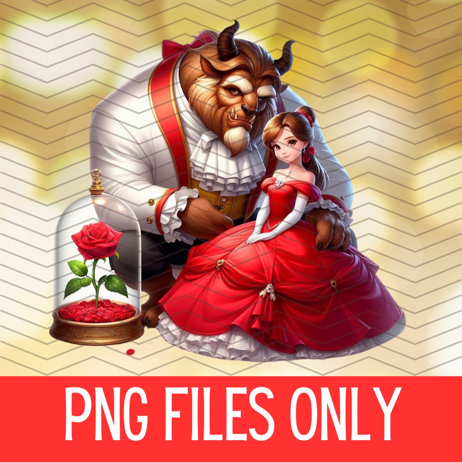 2 Cute Beauty and the Beast Bundle PNG Designs Downloadable Digital ...