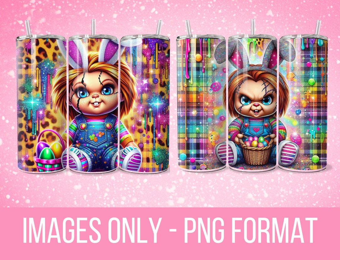 2 Cute Killer Doll Character Easter Tumbler Image Designs Sublimation ...