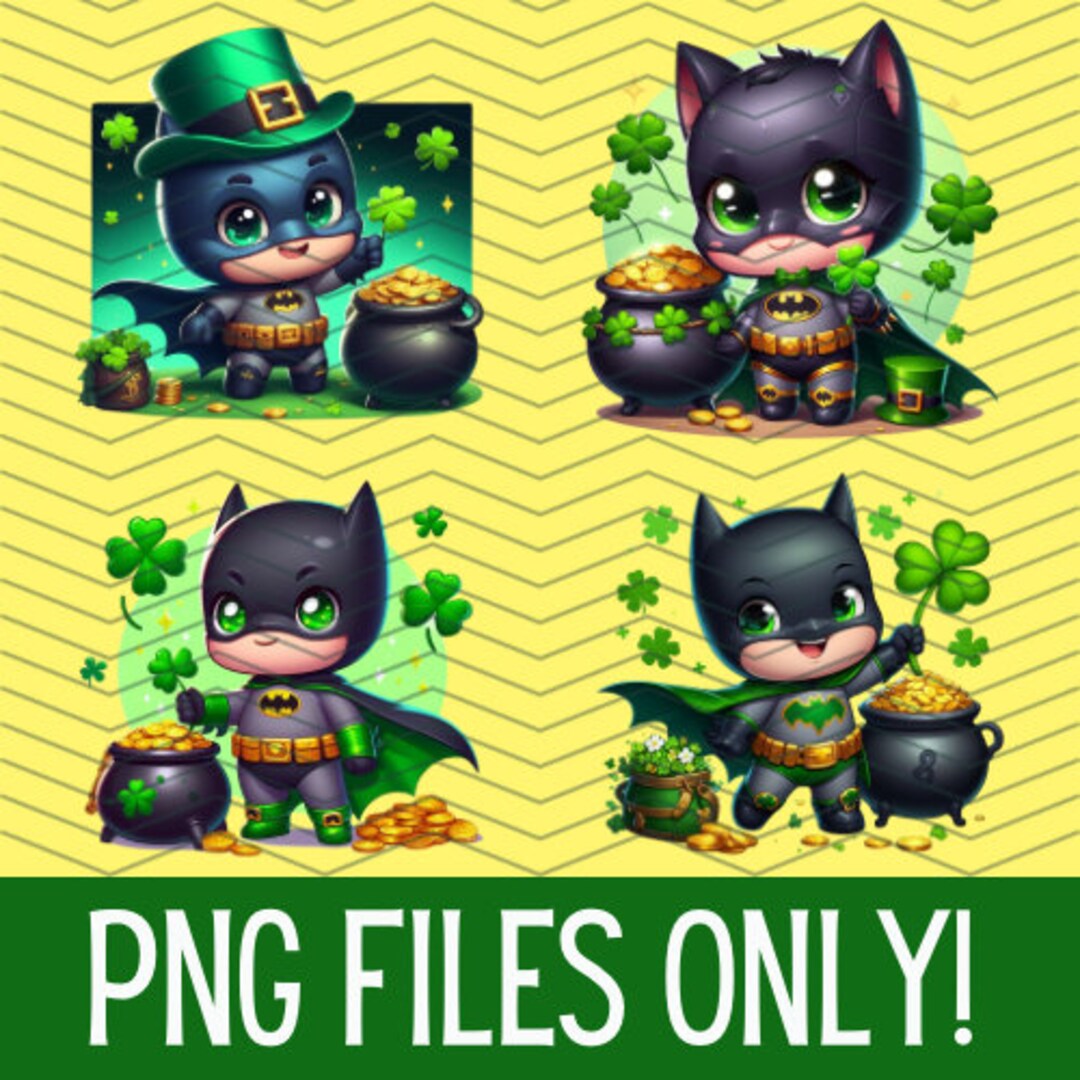 5 Little Bat St. Patricks PNG Designs Downloadable Digital File Bundle ...