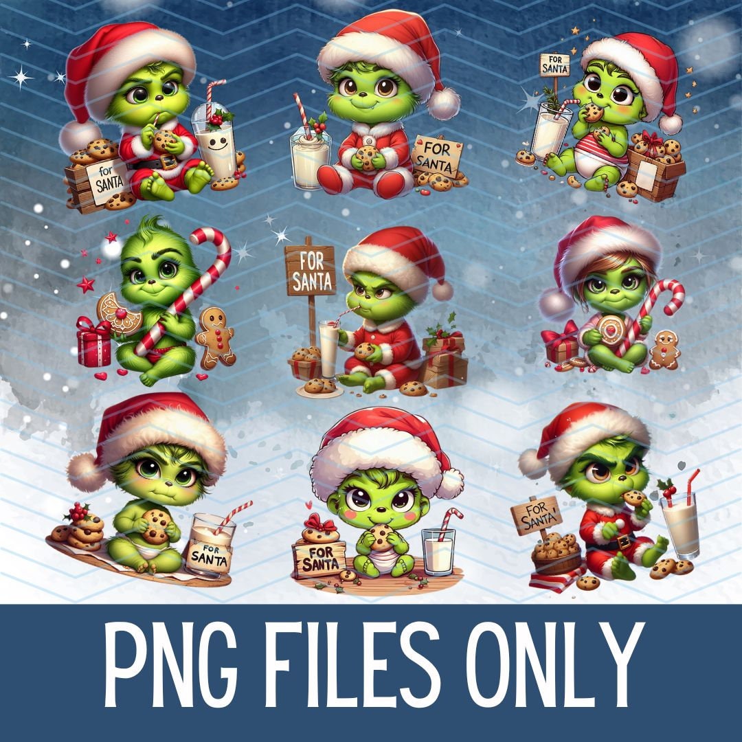 10 diseños PNG de Baby Christmas Grump / paquete de archivos digitales ...