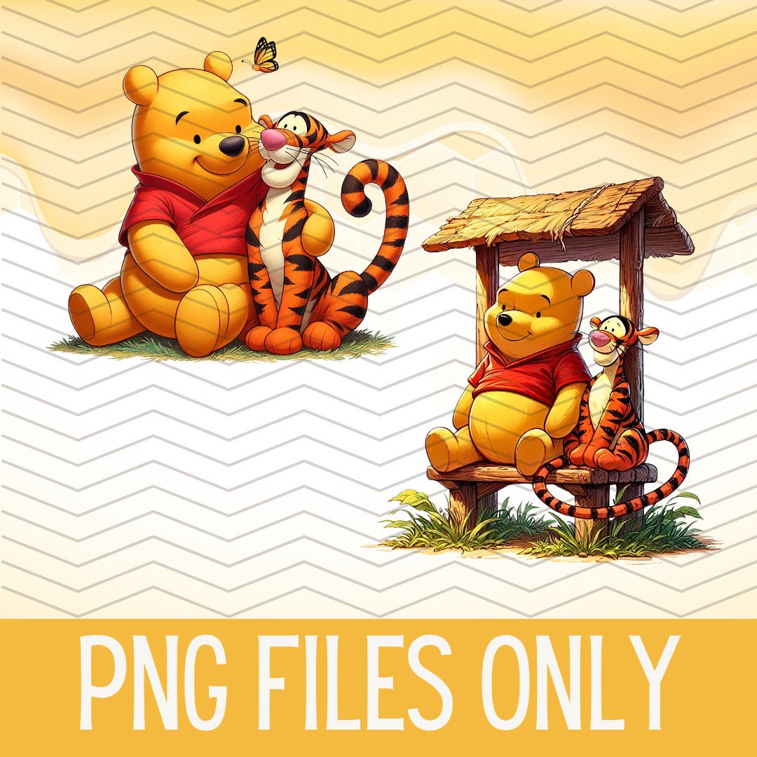 2 Pooh and Tigger Friends PNG Designs Downloadable Digital File Bundle ...