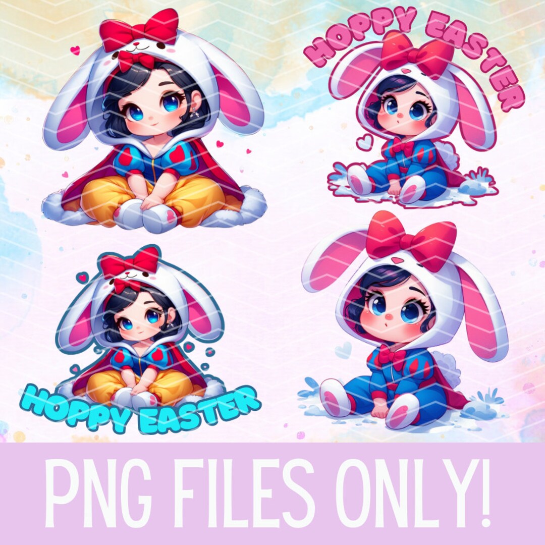 4 Cute Snow White Bunny PNG Designs Downloadable Digital File Bundle ...