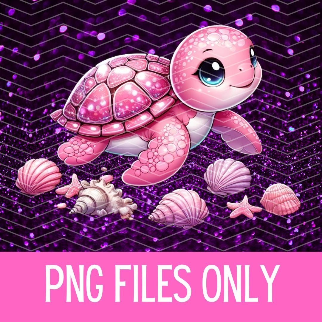 4 Cute Cartoon Valentines Pink Turtles PNG Designs Downloadable Digital ...