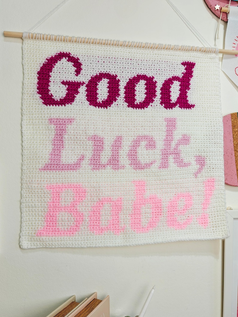 Crochet Tapestry Wall Hanging Pattern | 'good Luck, Babe!' Crochet Wall ...
