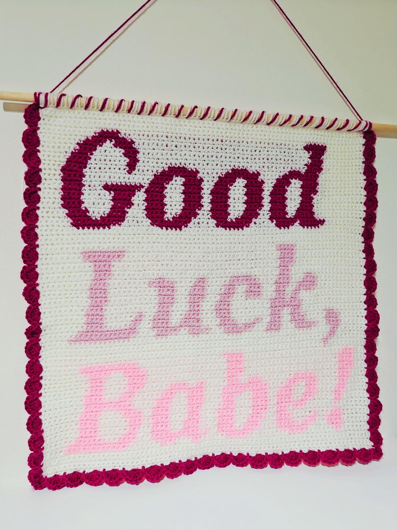 Crochet Tapestry Wall Hanging Pattern | 'good Luck, Babe!' Crochet Wall ...