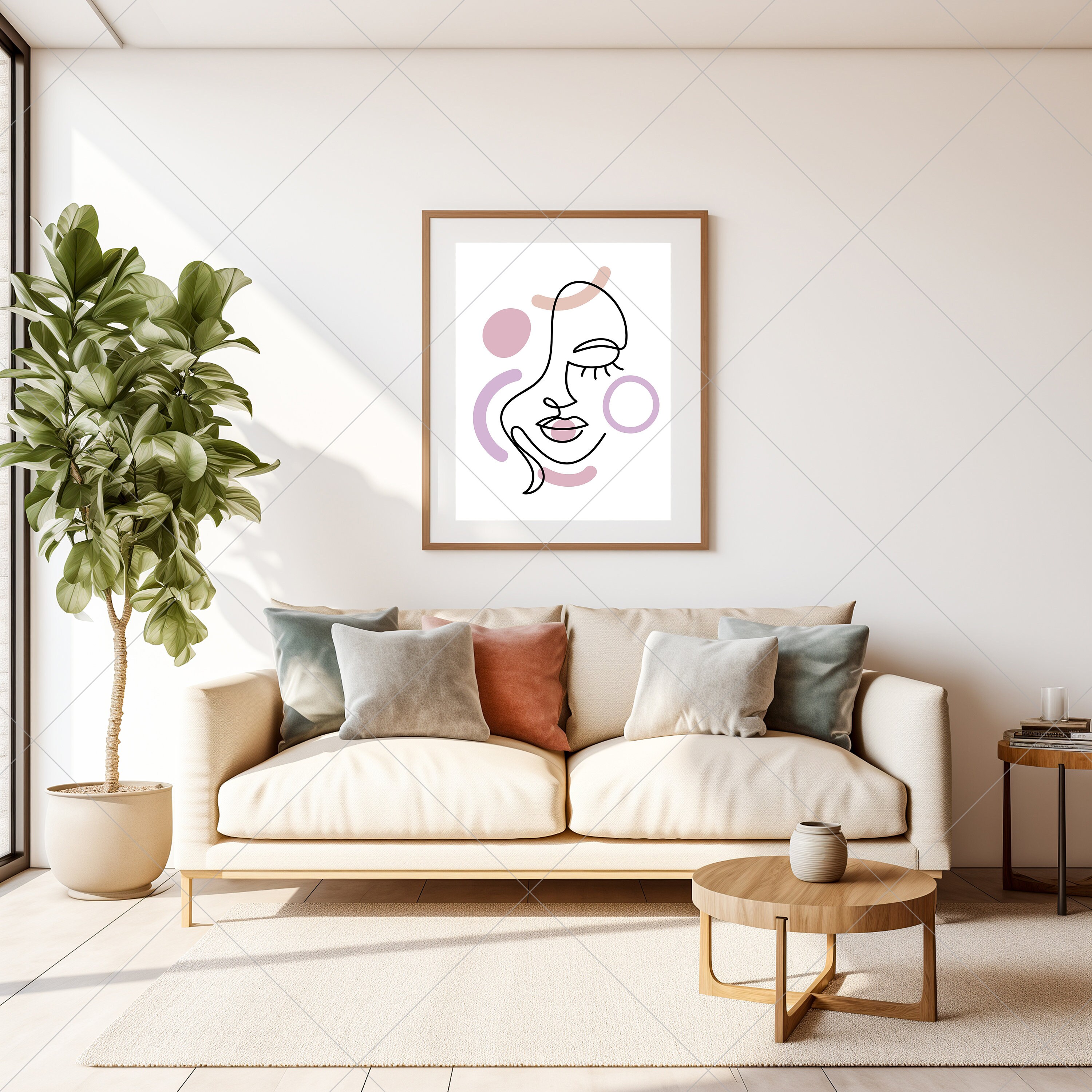 Wall Frame Mockup, Living Room Art Mockup, 18x24 Frame Mock, 3:4 Aspect ...