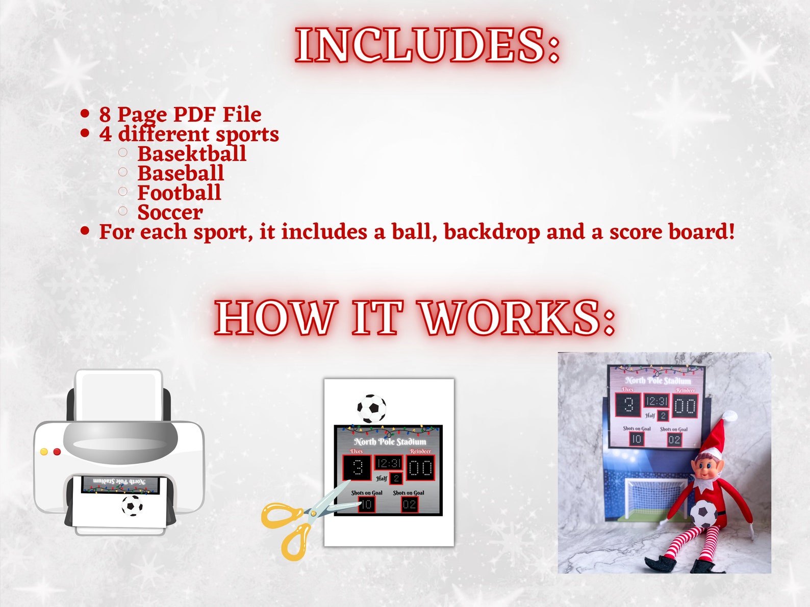 Printable Elf Sports Christmas Elf Elf Ideas Elf Props - Etsy