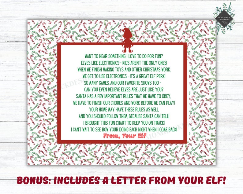 Chore Chart Christmas Printable Electronics Checklist - Etsy