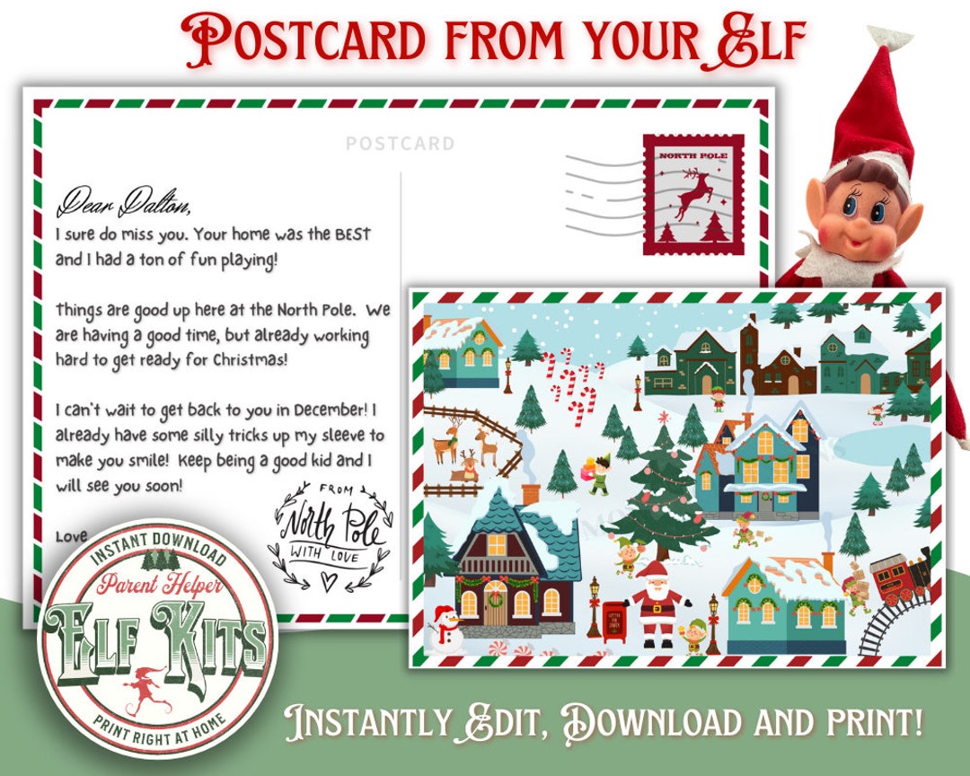 Elf Postcard Christmas Elf Elf Ideas Elf Props Elf Accessory Holiday ...
